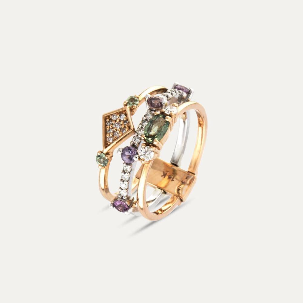 Gimlet 0.98 CT Multicolor Sapphire and Diamond Ring
