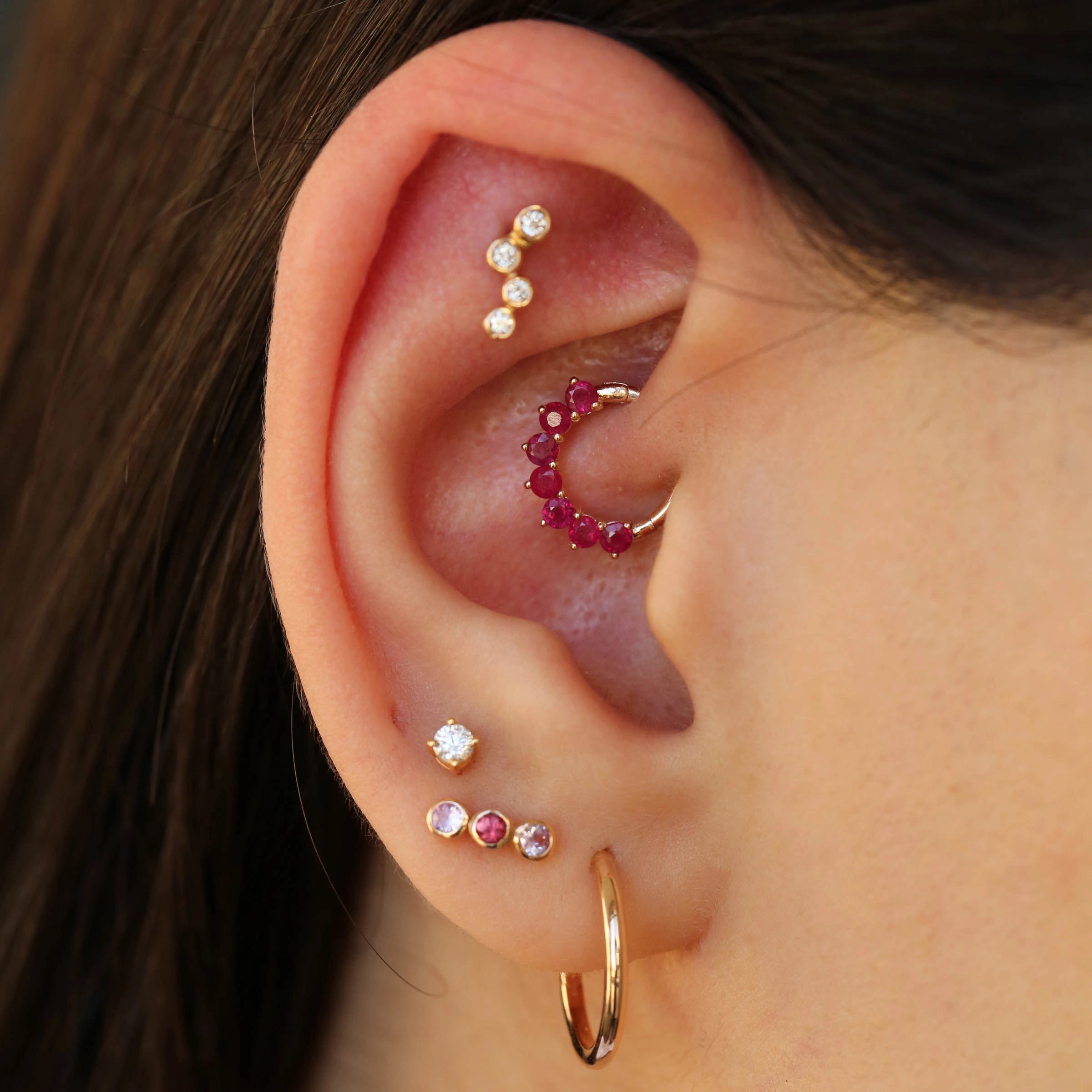 Lyra Ruby Rose Gold Hoop Piercing