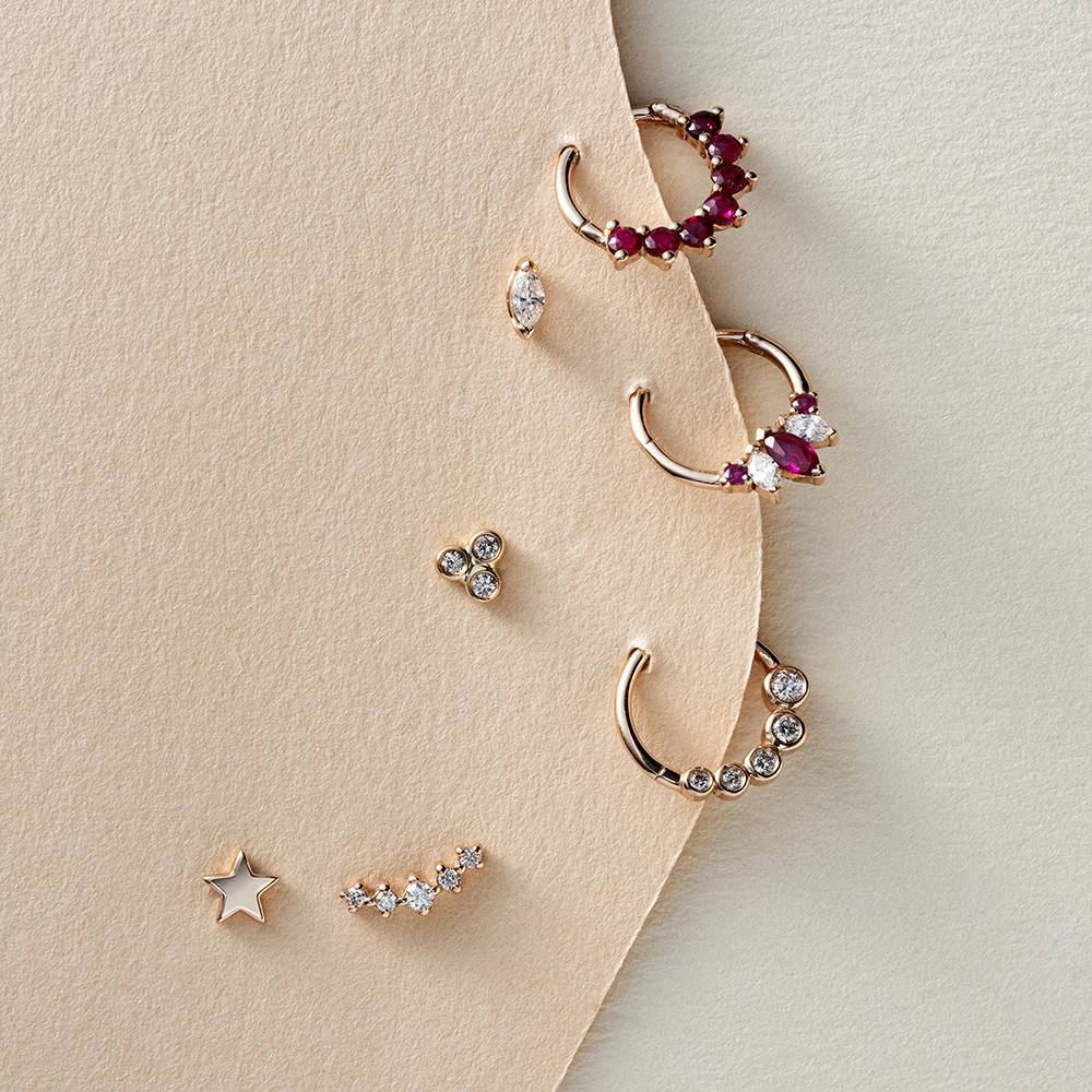 Lyra Ruby Rose Gold Hoop Piercing