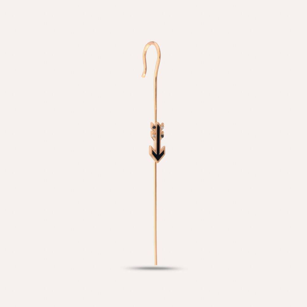 Malin Arrow 0.04 CT Diamond and Black Enamel Cane Earring