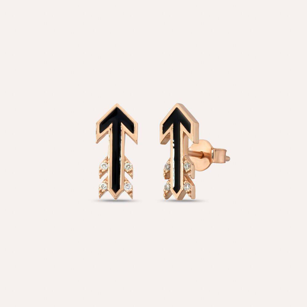 Malin Arrow 0.04 CT Diamond and Black Enamel Earring