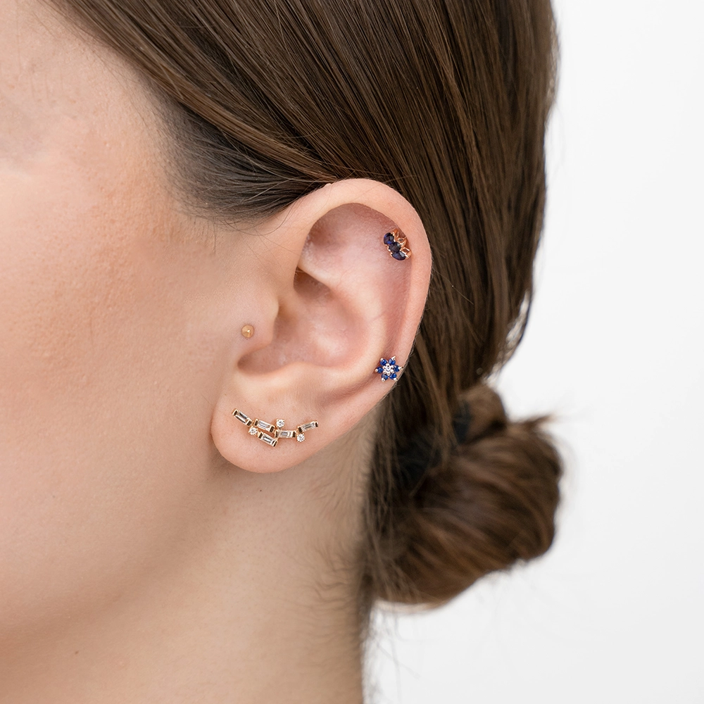 Plume Marquise Cut Sapphire Rose Gold Piercing