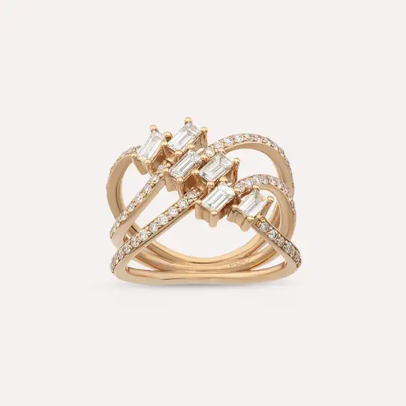Startrack Baguette Cut Diamond Rose Gold Ring